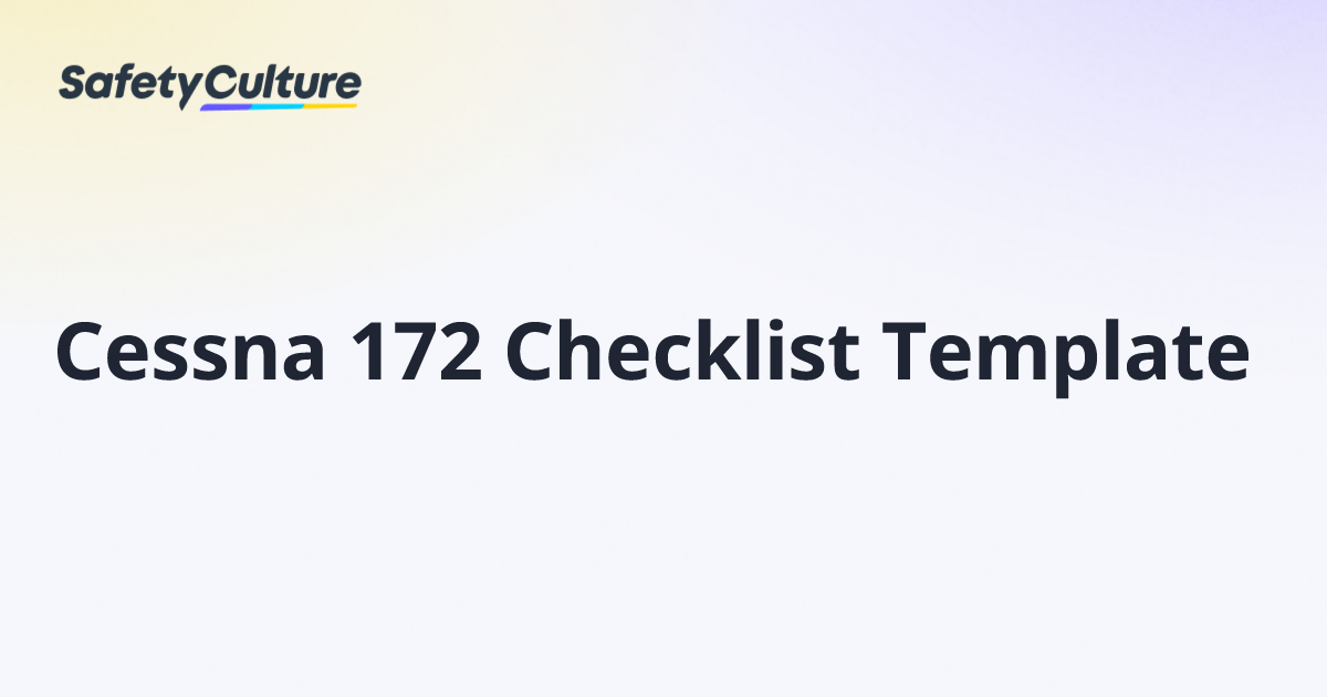 Cessna 172 Checklist Template | Free Template