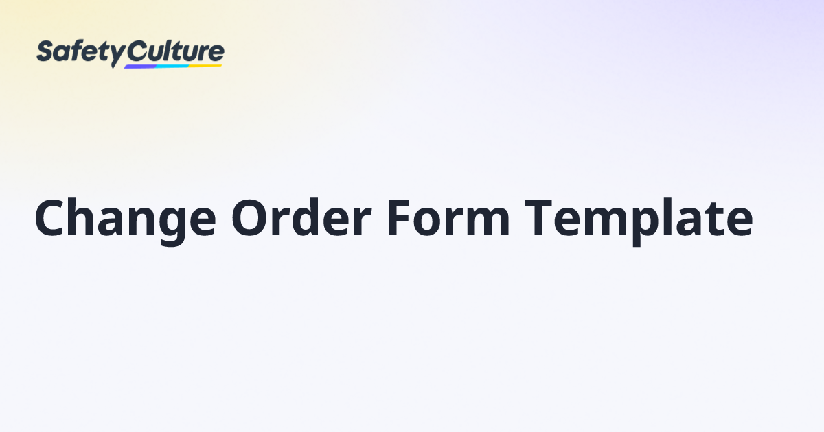 Change Order Form Template | Free Template