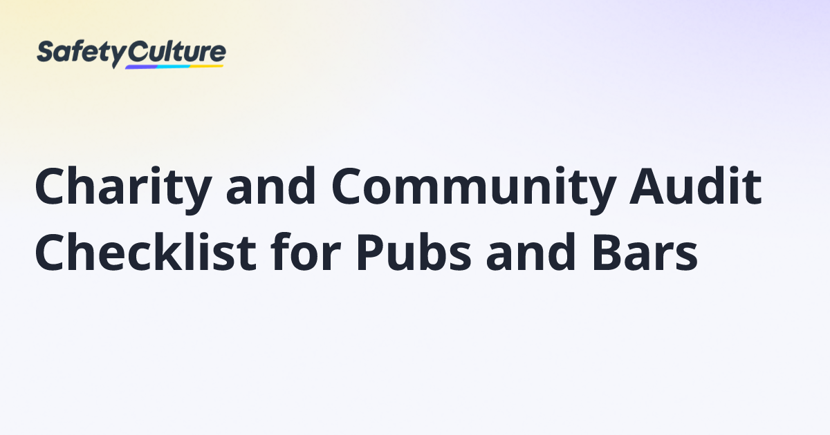 Charity and Community Audit Checklist for Pubs and Bars | Free Template