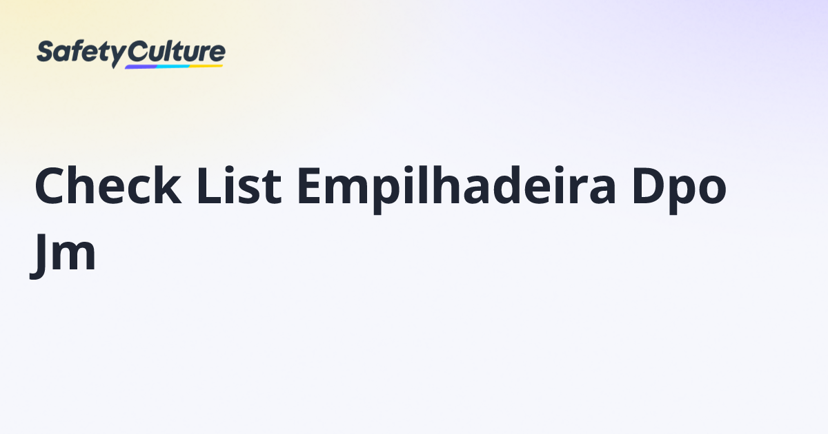 Check List Empilhadeira Dpo Jm | Free Template