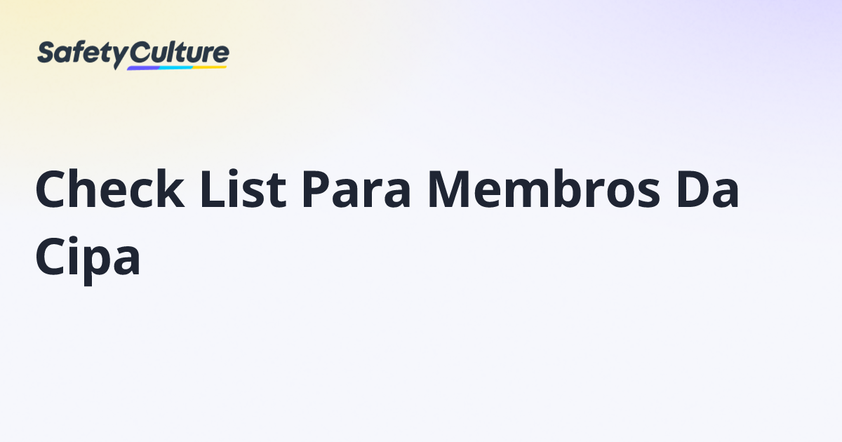 Check List Para Membros Da Cipa | Free Template