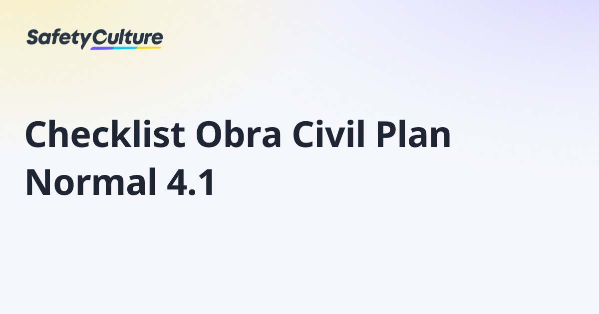 Checklist Obra Civil Plan Normal 4.1 | Free Template