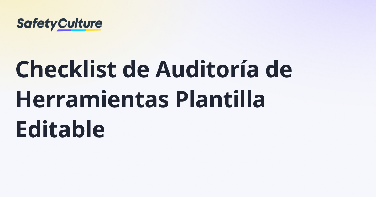 Checklist de Auditoría de Herramientas Plantilla Editable | Free Template