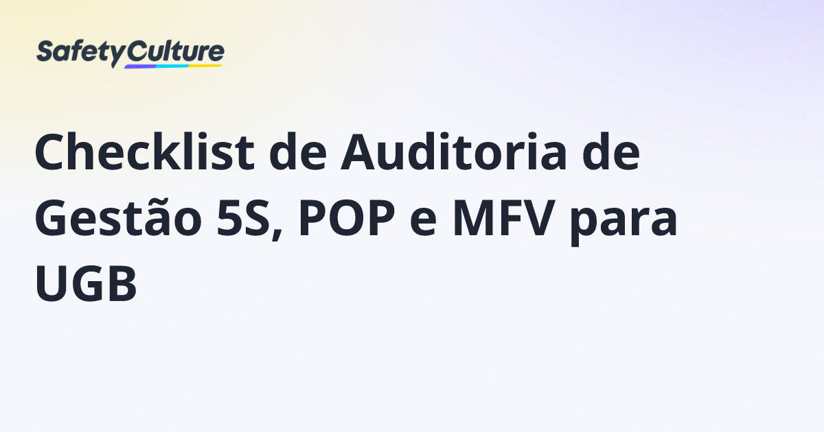 Checklist de Auditoria de Gestão 5S, POP e MFV para UGB | Free Template