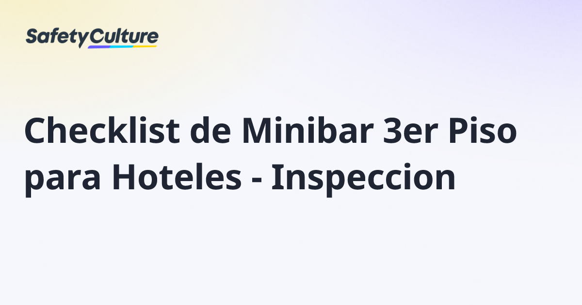 Checklist de Minibar 3er Piso para Hoteles - Inspeccion | Free Template