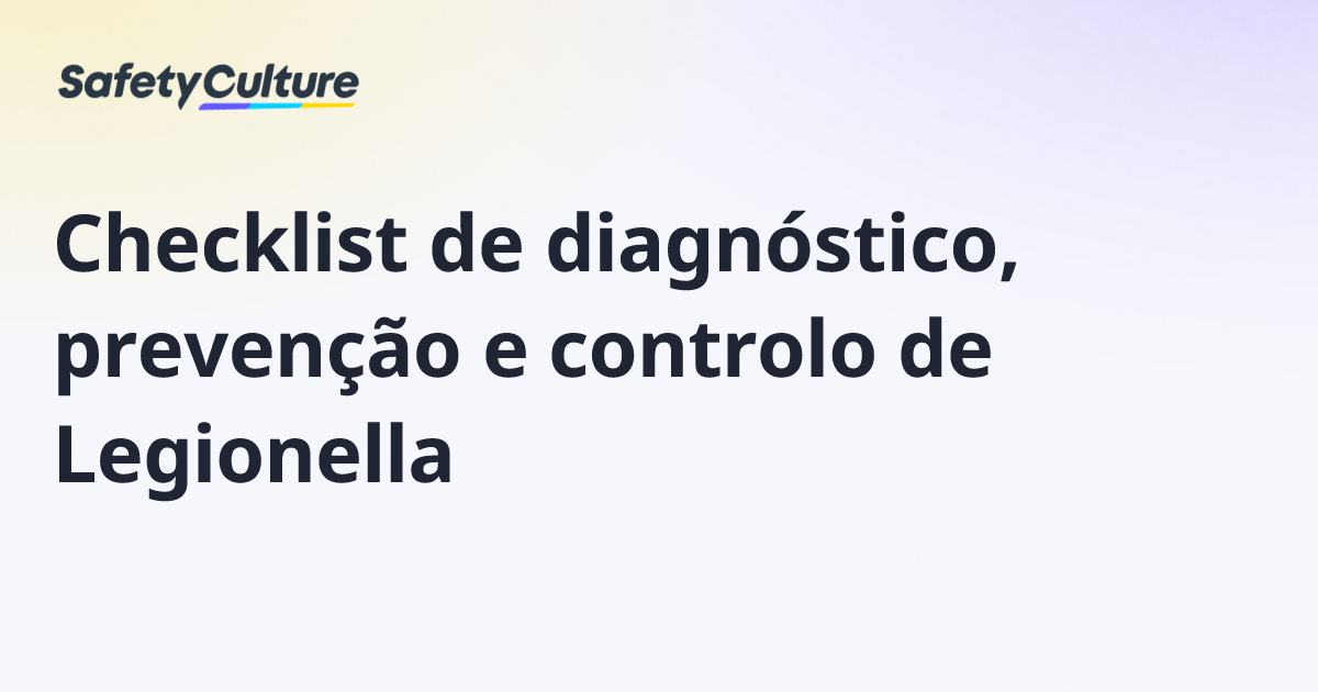 Checklist de diagnóstico, prevenção e controlo de Legionella | Free ...
