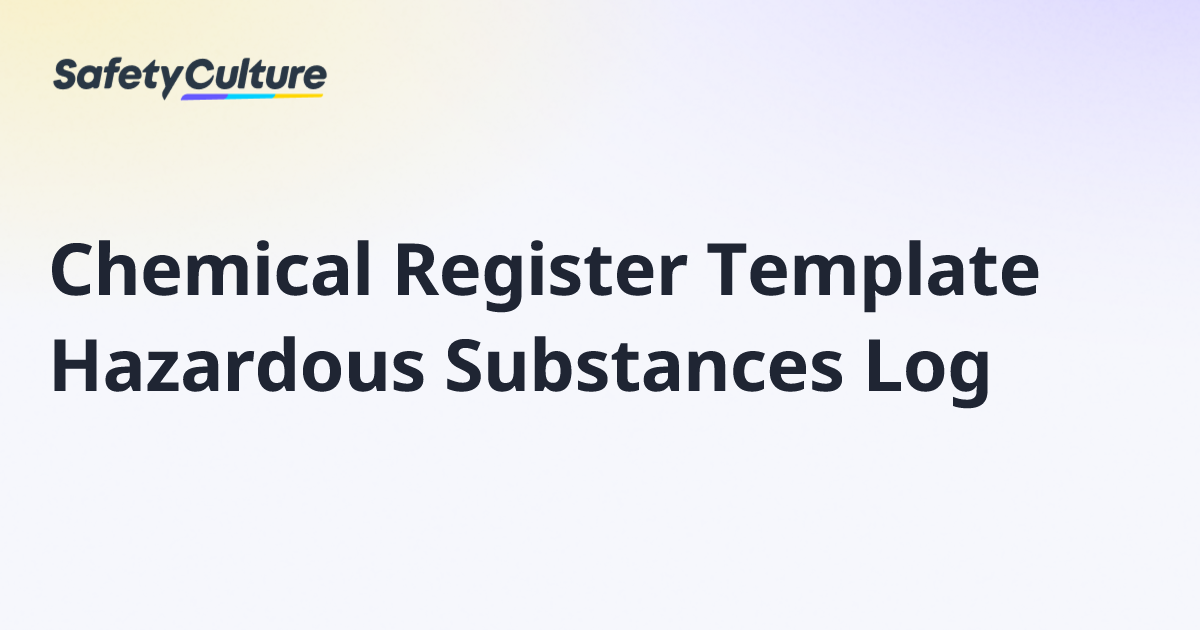 Chemical Register Template Hazardous Substances Log | Free Template