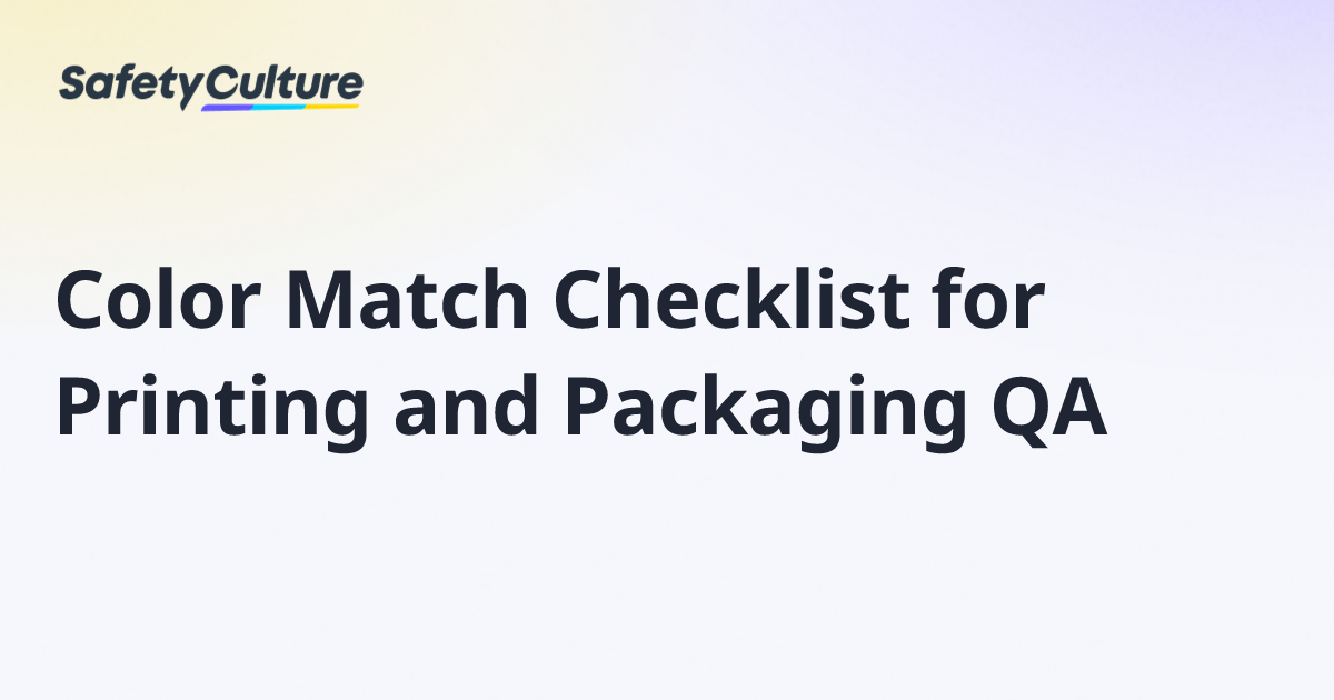 Color Match Checklist for Printing and Packaging QA | Free Template