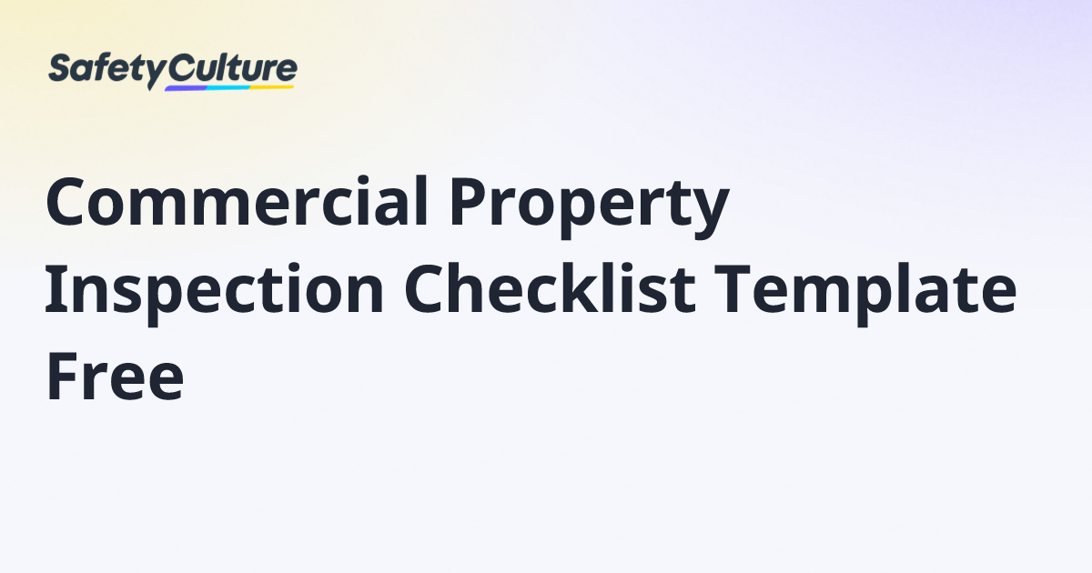 Commercial Property Inspection Checklist Template Free | Free Template