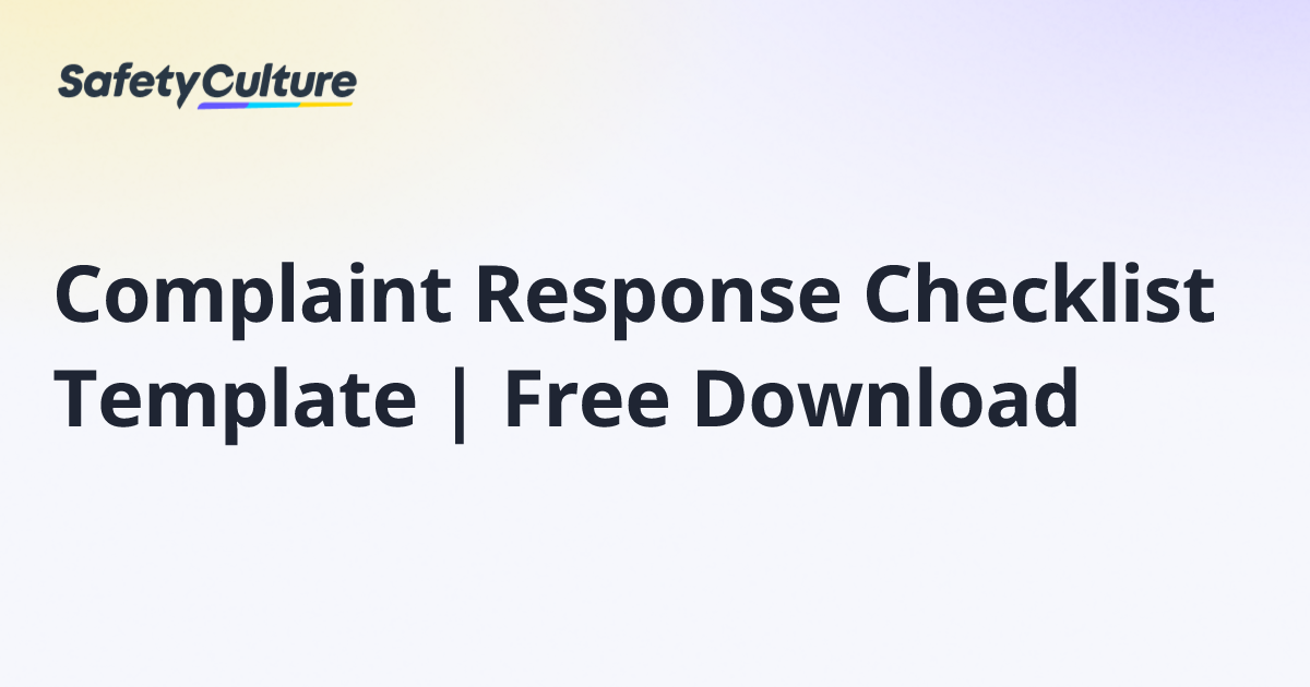 Complaint Response Checklist Template | Free Download | Free Template