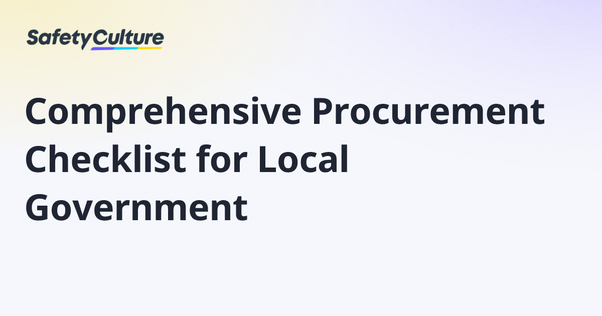 Comprehensive Procurement Checklist for Local Government | Free Template