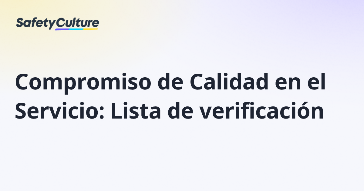 Compromiso de Calidad en el Servicio: Lista de verificación | Free Template