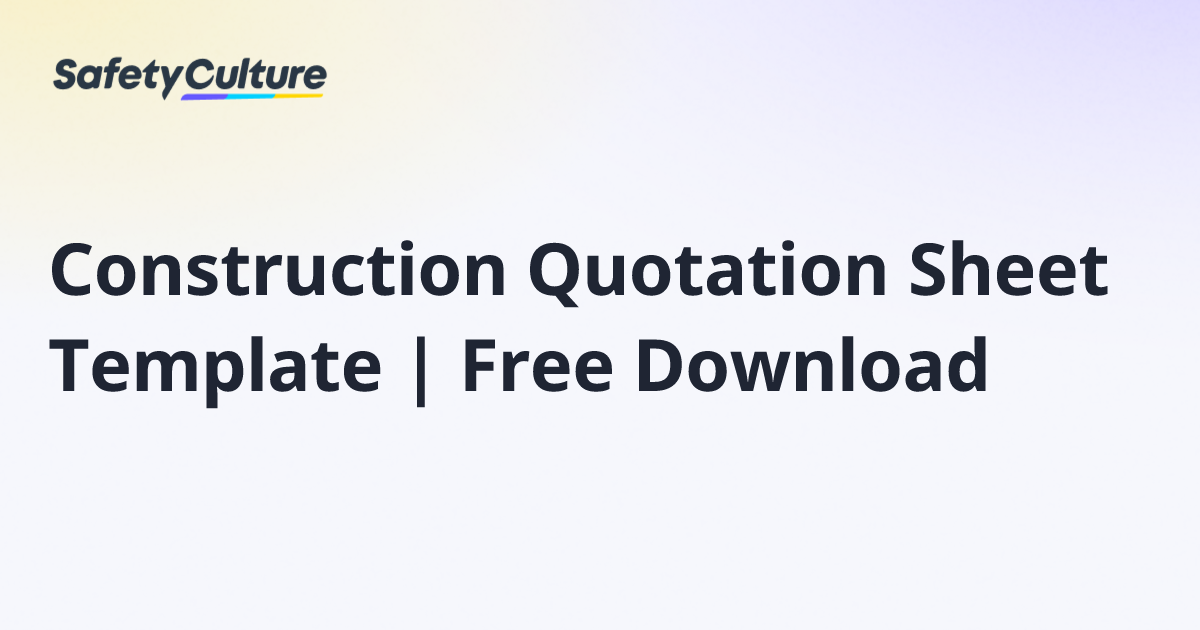 Construction Quotation Sheet Template | Free Download | Free Template