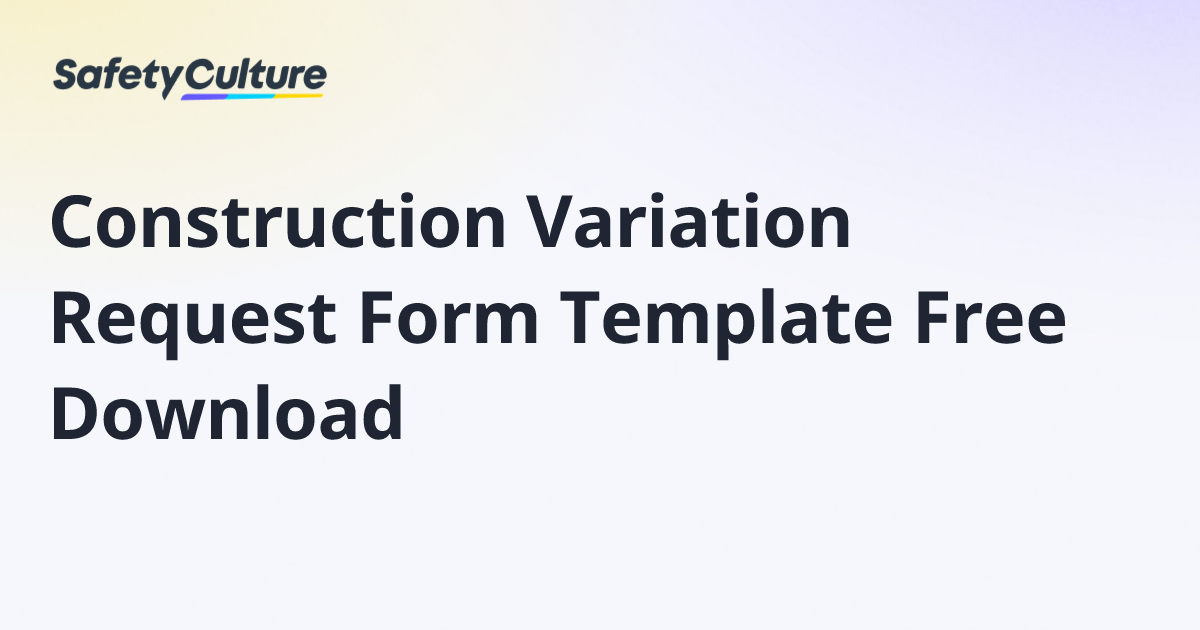Construction Variation Request Form Template Free Download | Free Template