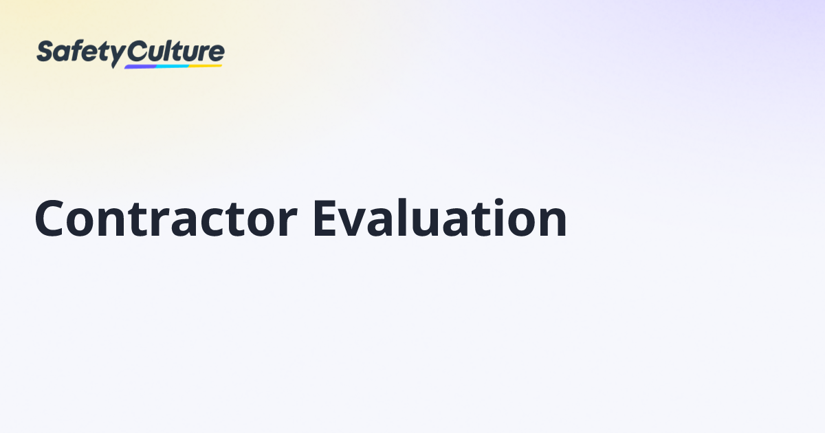 Contractor Evaluation | Free Template