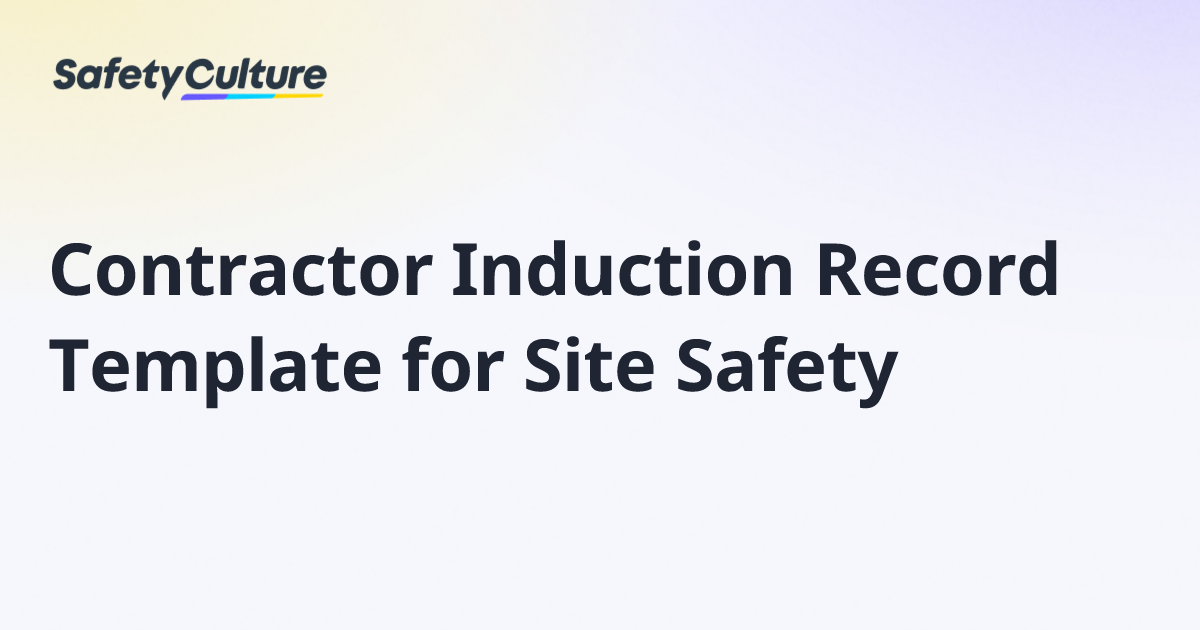 Contractor Induction Record Template for Site Safety | Free Template