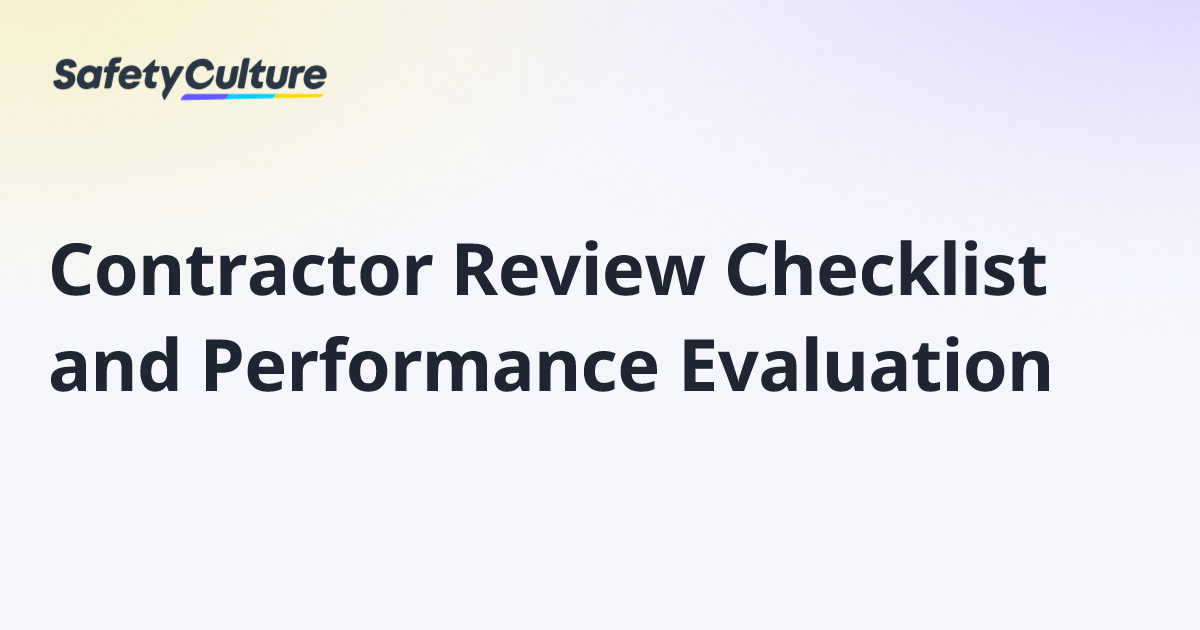 Contractor Review Checklist and Performance Evaluation | Free Template