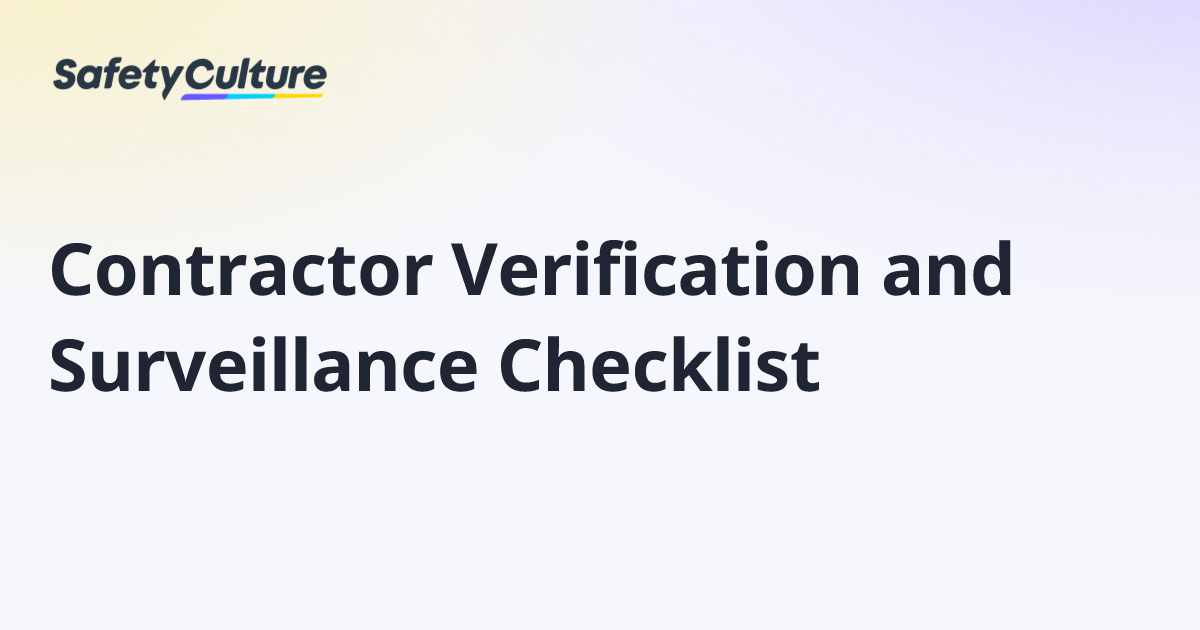 Contractor Verification and Surveillance Checklist | Free Template
