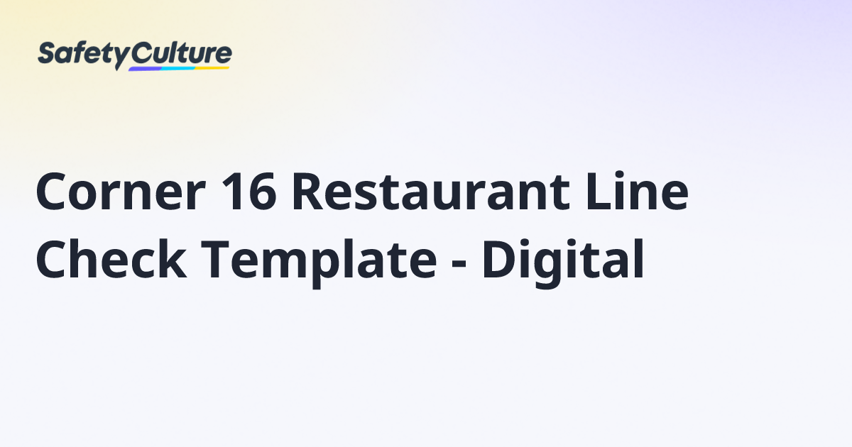 Corner 16 Restaurant Line Check Template - Digital | Free Template