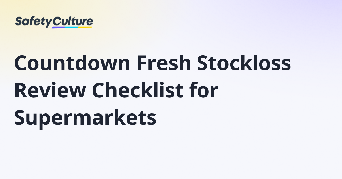 Countdown Fresh Stockloss Review Checklist for Supermarkets | Free Template