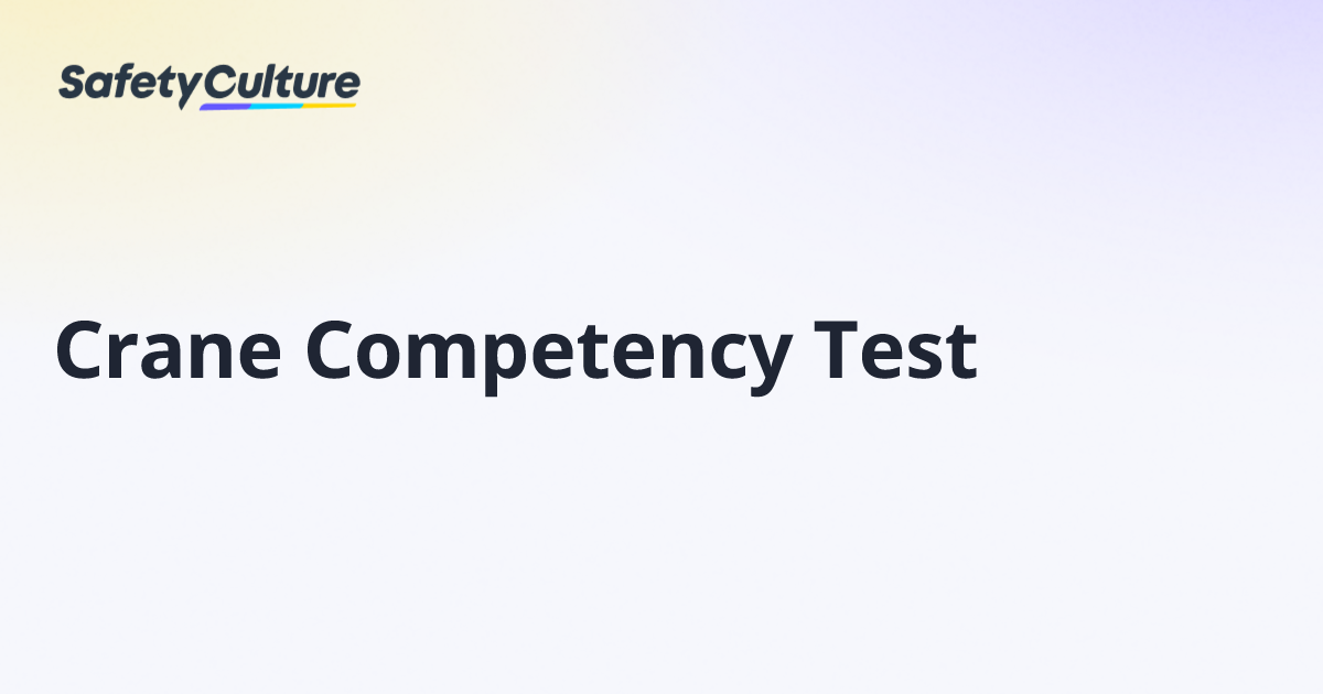 Crane Competency Test | Free Template