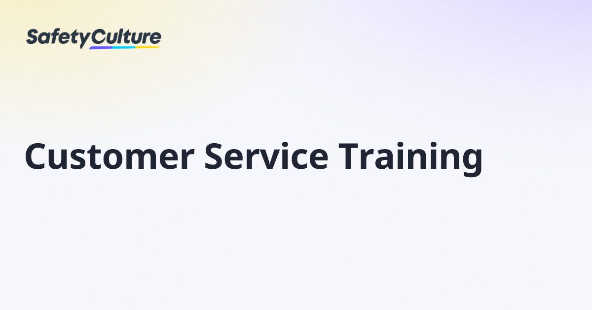 Customer Service Training | Free Template