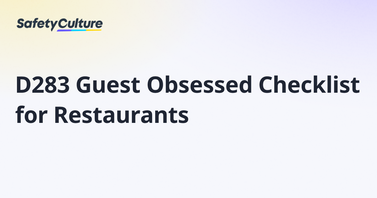 D283 Guest Obsessed Checklist for Restaurants | Free Template