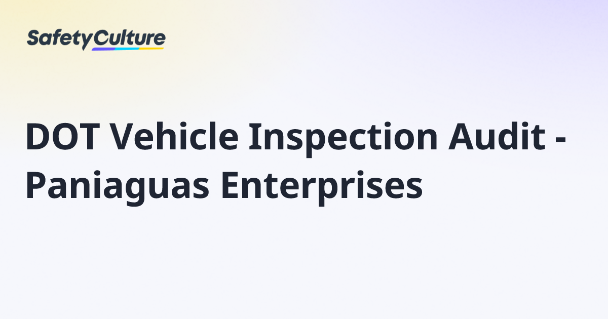 DOT Vehicle Inspection Audit - Paniaguas Enterprises | Free Template