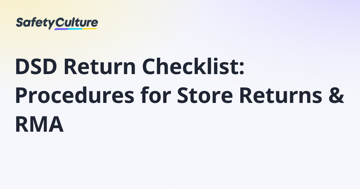 DSD Return Checklist: Procedures for Store Returns & RMA | Free Template