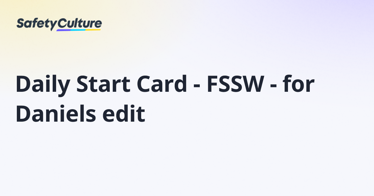 Daily Start Card - FSSW - for Daniels edit | Free Template