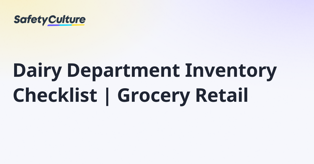 Dairy Department Inventory Checklist | Grocery Retail | Free Template