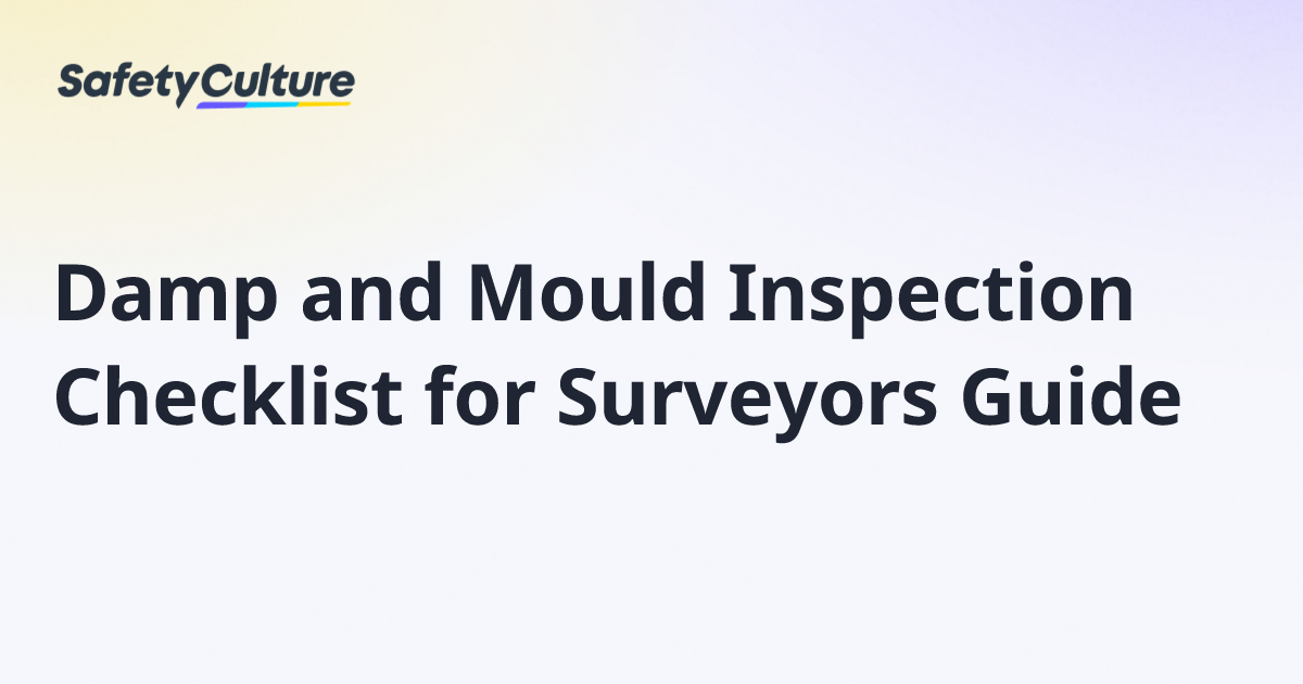 Damp and Mould Inspection Checklist for Surveyors Guide | Free Template