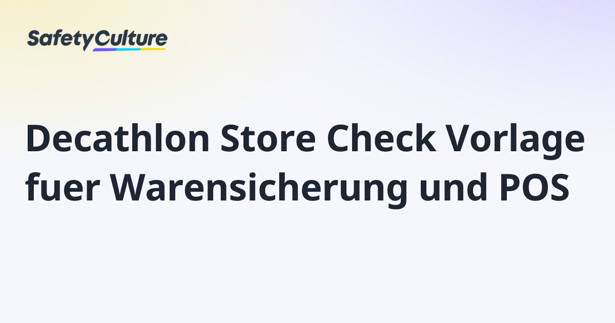 Decathlon Store Check Vorlage fuer Warensicherung und POS | Free Template
