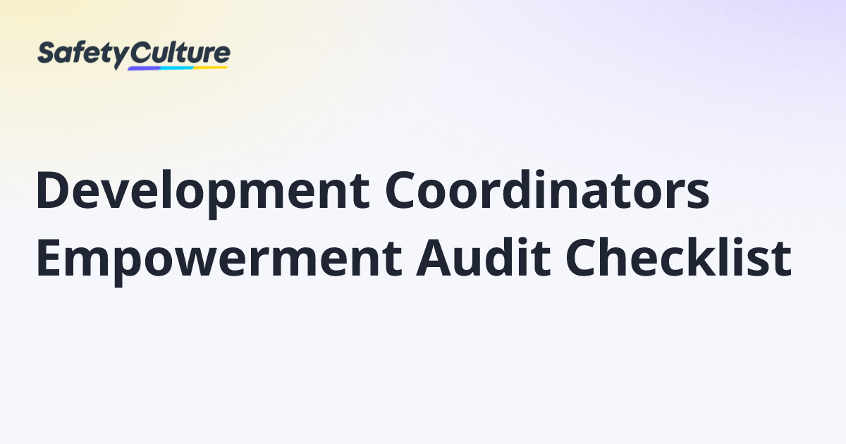Development Coordinators Empowerment Audit Checklist | Free Template