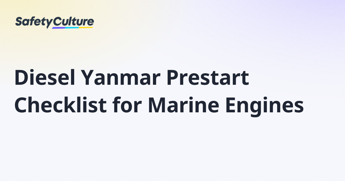 Diesel Yanmar Prestart Checklist for Marine Engines | Free Template