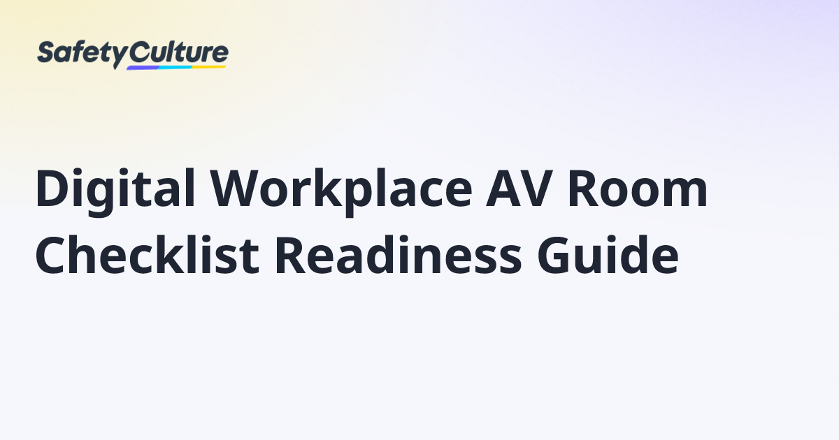Digital Workplace AV Room Checklist Readiness Guide | Free Template