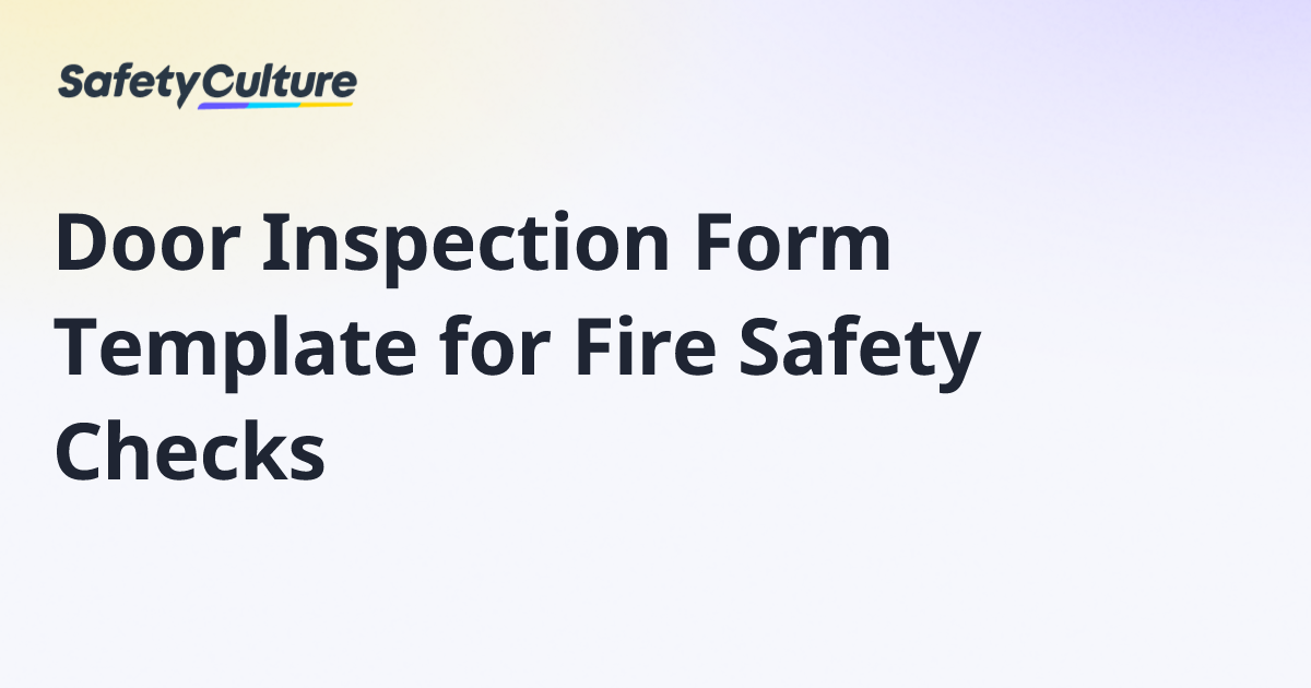 Door Inspection Form Template for Fire Safety Checks | Free Template