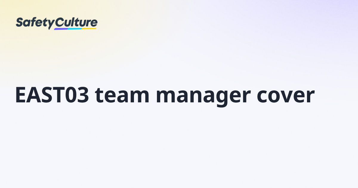 EAST03 team manager cover | Free Template