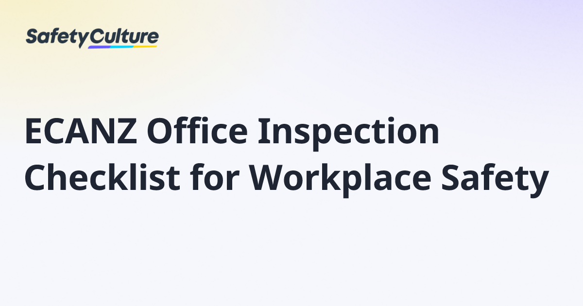 ECANZ Office Inspection Checklist for Workplace Safety | Free Template