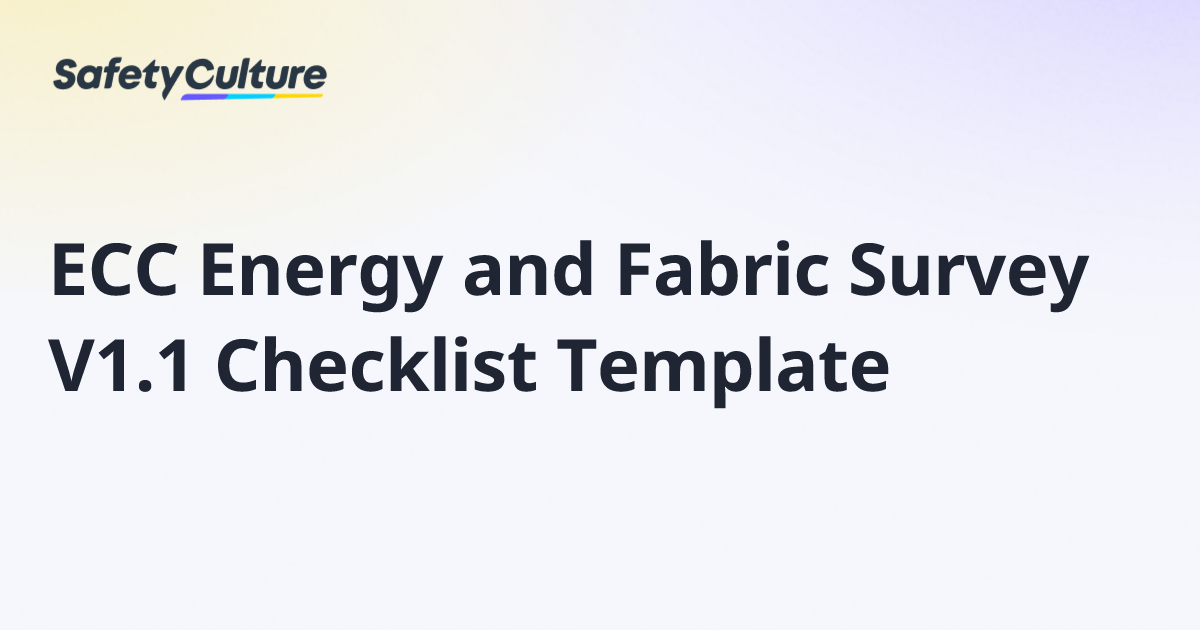ECC Energy and Fabric Survey V1.1 Checklist Template | Free Template