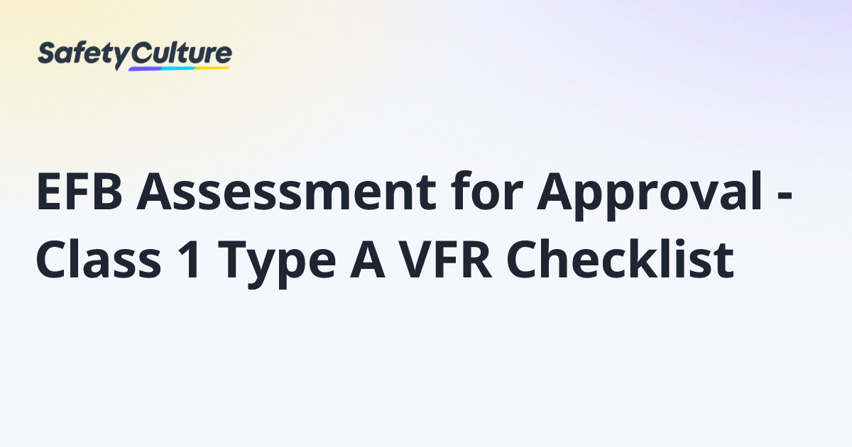 EFB Assessment for Approval - Class 1 Type A VFR Checklist | Free Template
