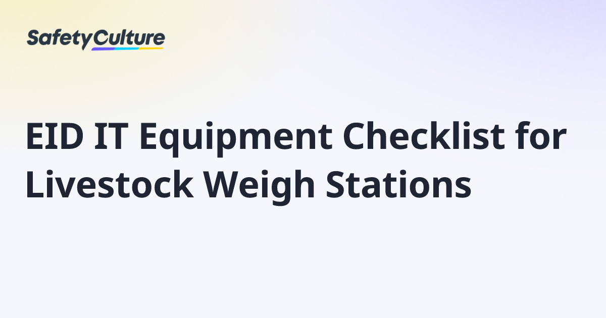 EID IT Equipment Checklist for Livestock Weigh Stations | Free Template