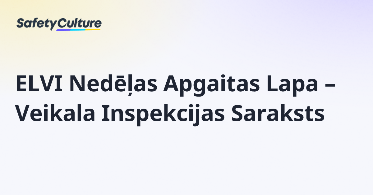 ELVI Nedēļas Apgaitas Lapa – Veikala Inspekcijas Saraksts | Free Template