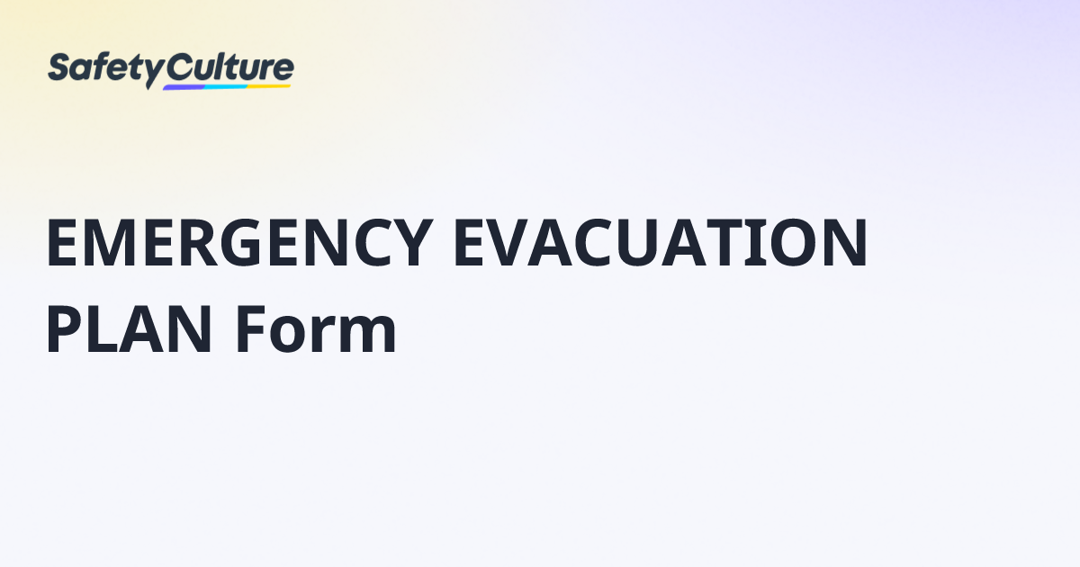 EMERGENCY EVACUATION PLAN Form | Free Template