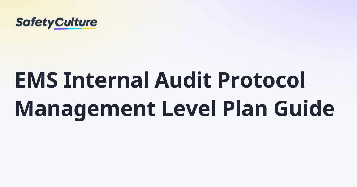 EMS Internal Audit Protocol Management Level Plan Guide | Free Template