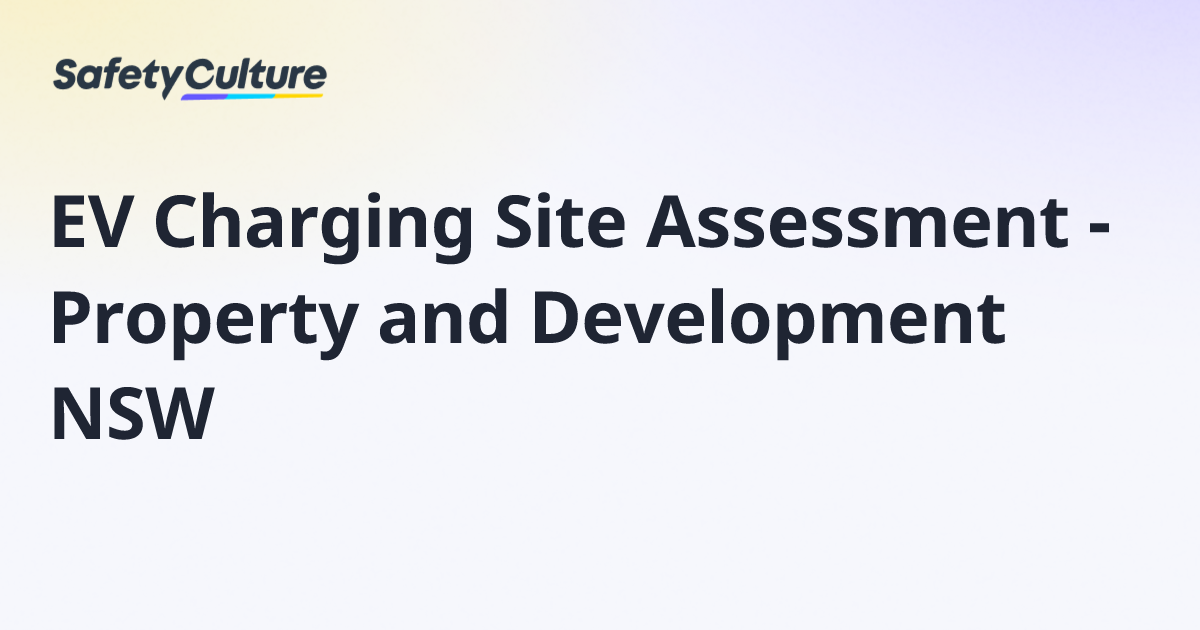 EV Charging Site Assessment - Property and Development NSW | Free Template