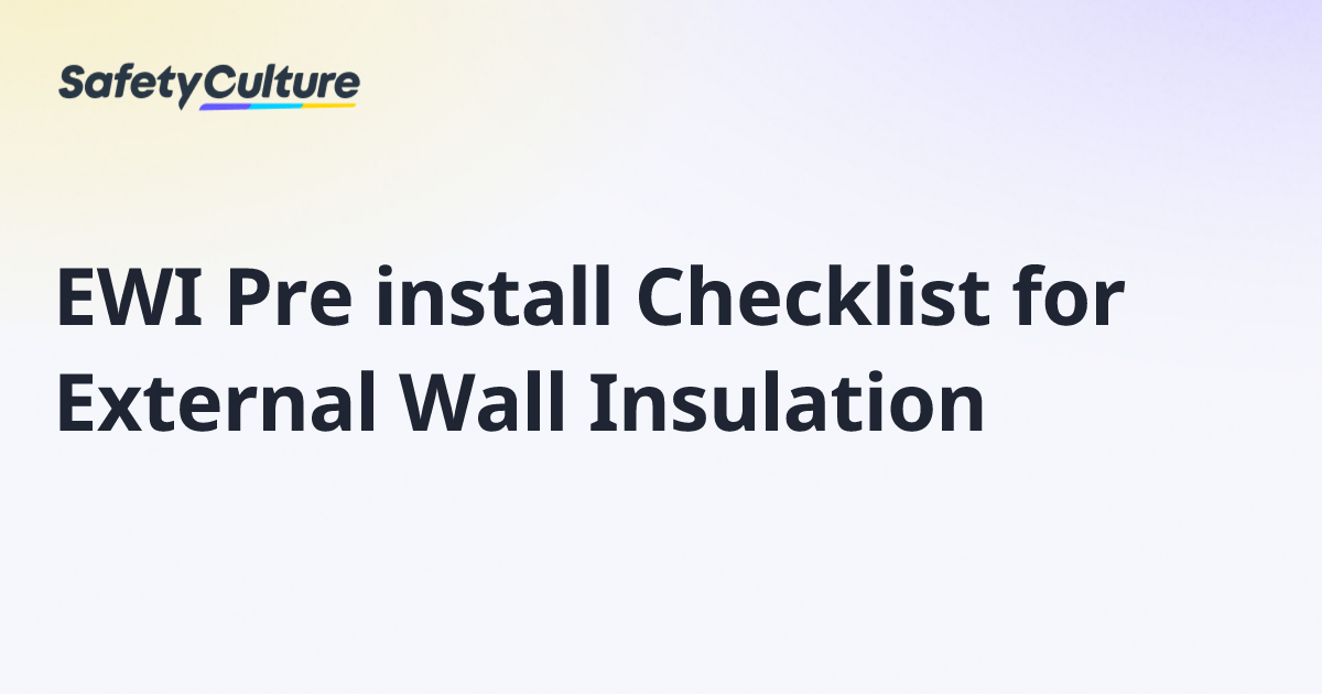 EWI Pre install Checklist for External Wall Insulation | Free Template