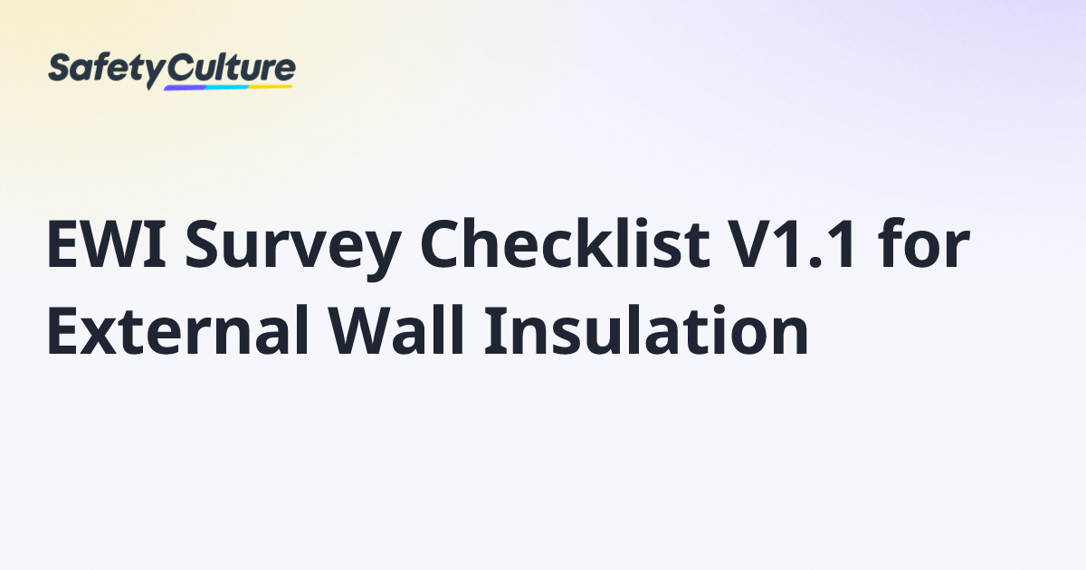 EWI Survey Checklist V1.1 for External Wall Insulation | Free Template