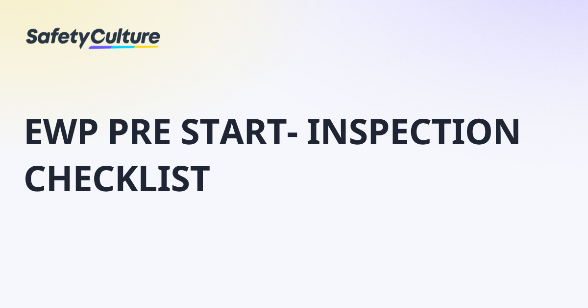 EWP PRE START- INSPECTION CHECKLIST | Free Template