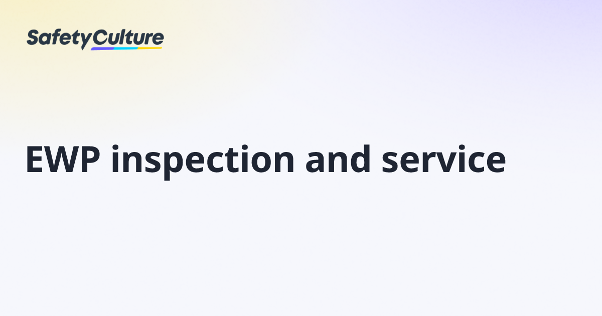 EWP inspection and service | Free Template